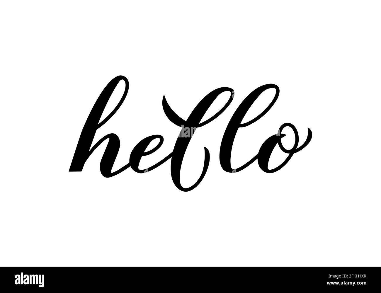 Hello modern calligraphy hand lettering isolated on white. Word Hello ...