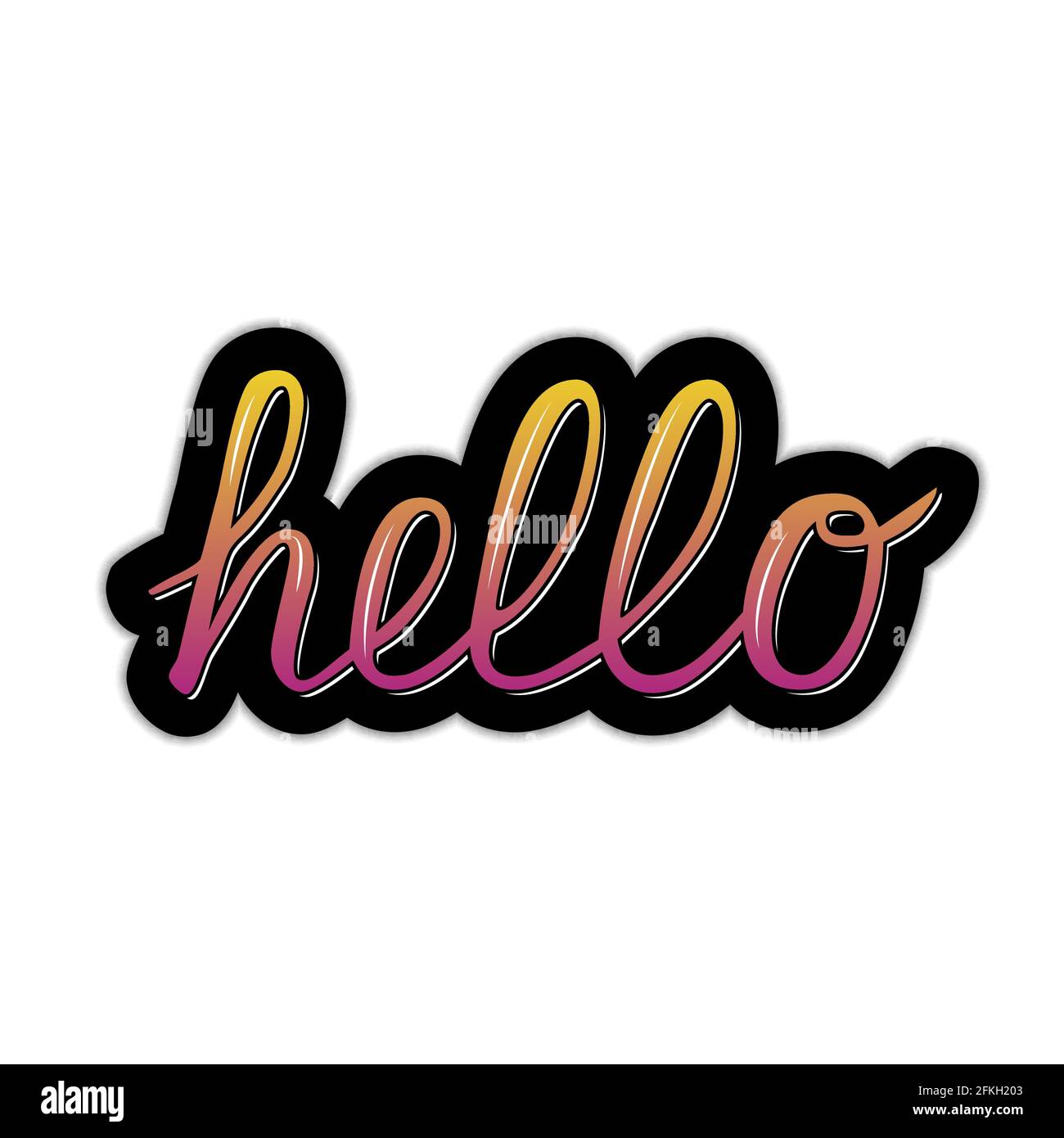 The word Hello is written with brush. Calligraphy font hand drawn ...