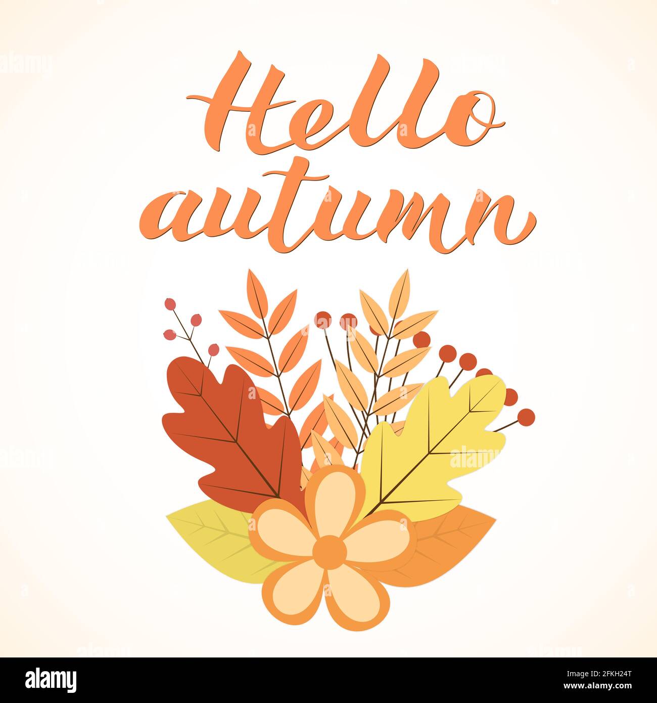 Hello Autumn written with brush. Calligraphy handwritten lettering ...