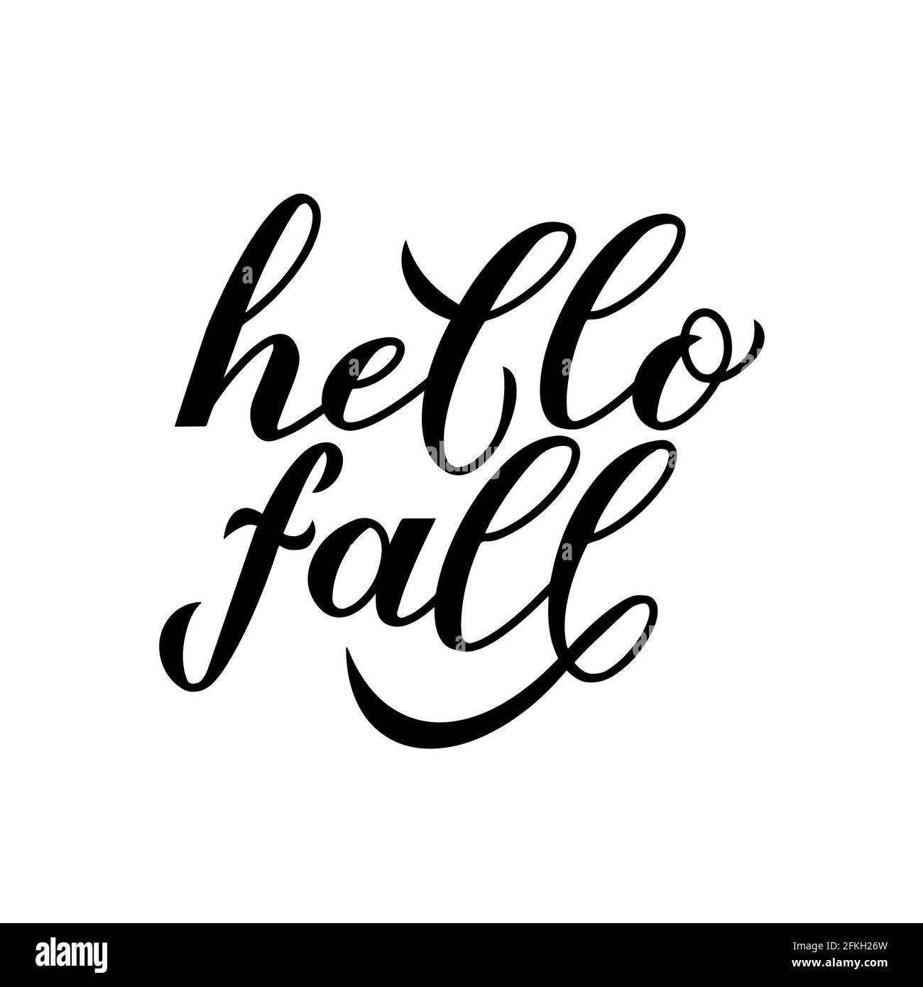 Hello fall calligraphy hand lettering isolated on white. Autumn ...