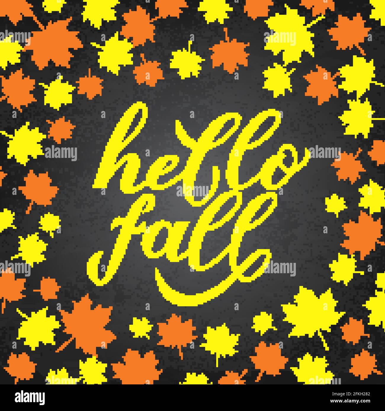 Hello fall calligraphy hand lettering on chalkboard background ...