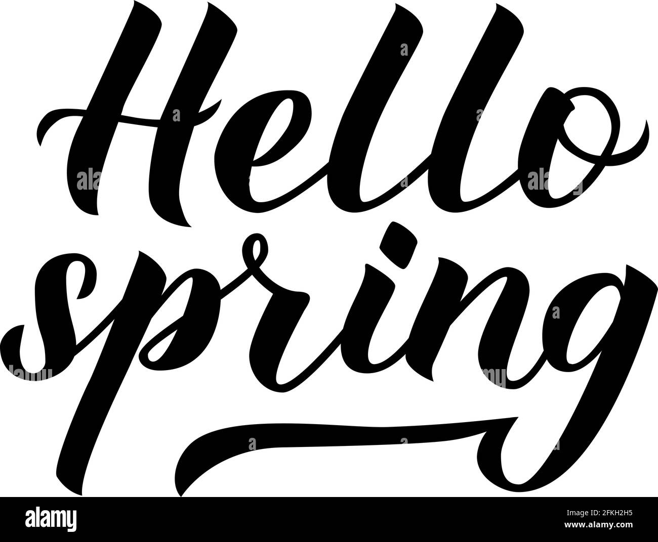 Hello spring calligraphy lettering isolated on white. Inspirational ...