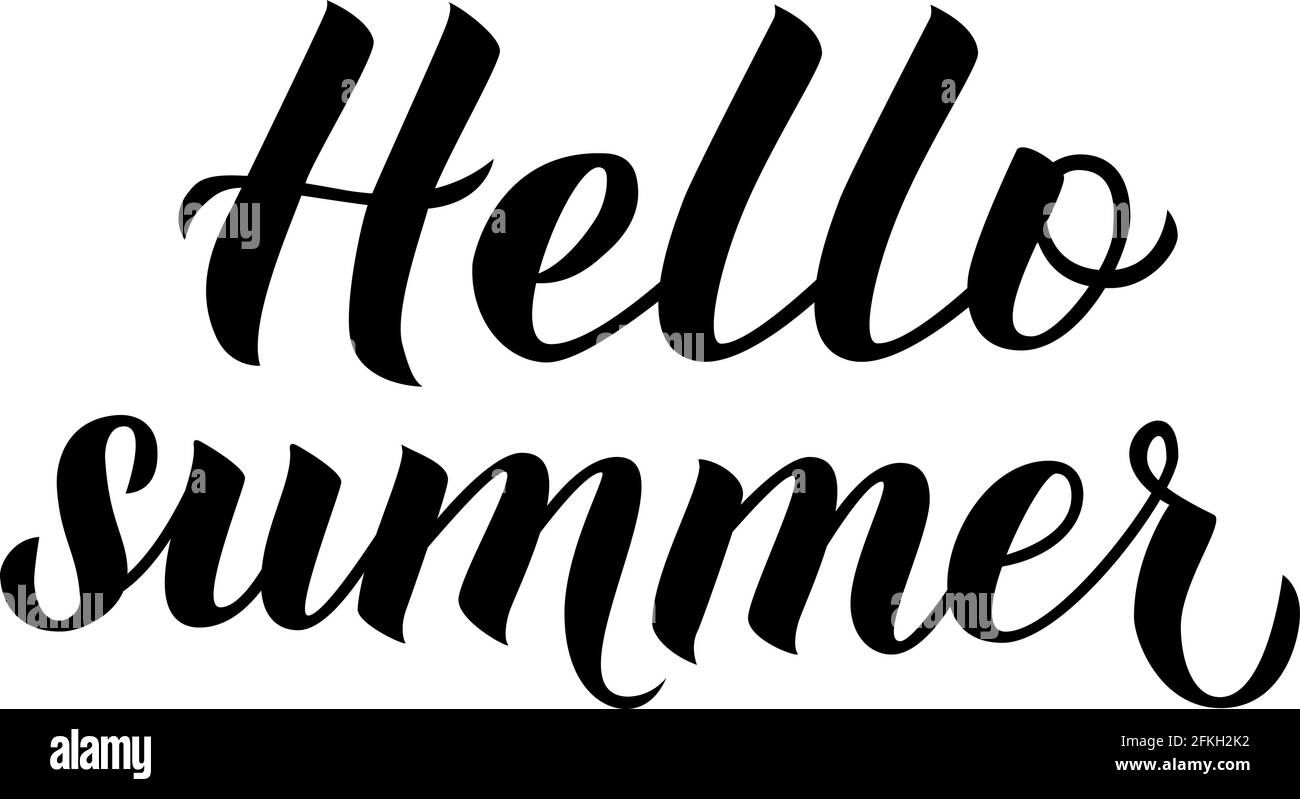 Hello summer calligraphy lettering isolated on white. Inspirational ...