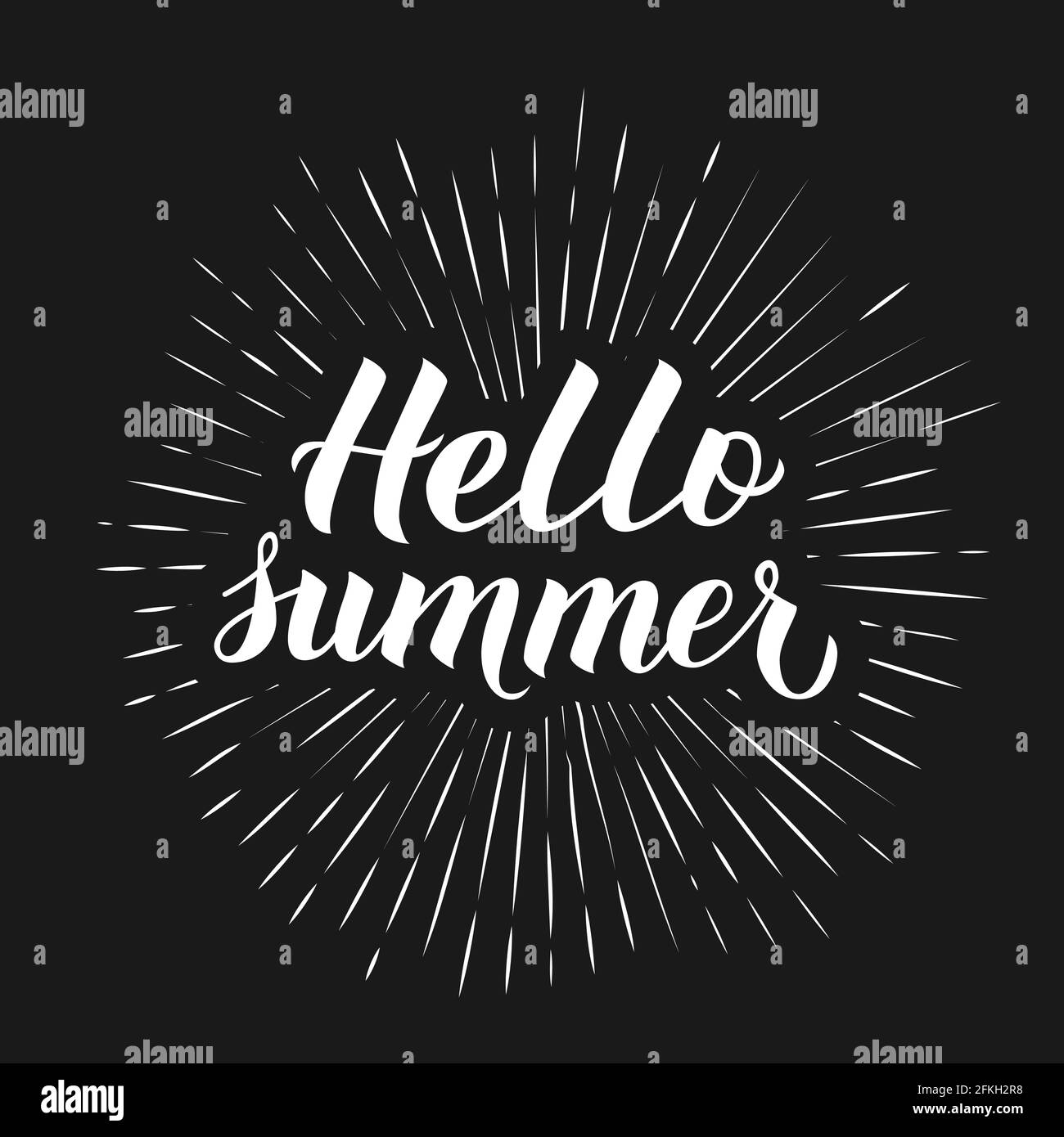 Hello summer calligraphy lettering. Inspirational seasonal quote ...