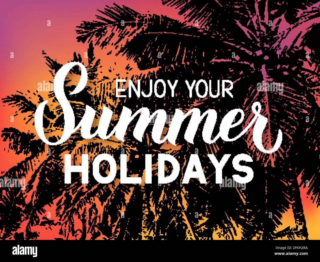Enjoy your summer holidays calligraphy lettering on bright background ...