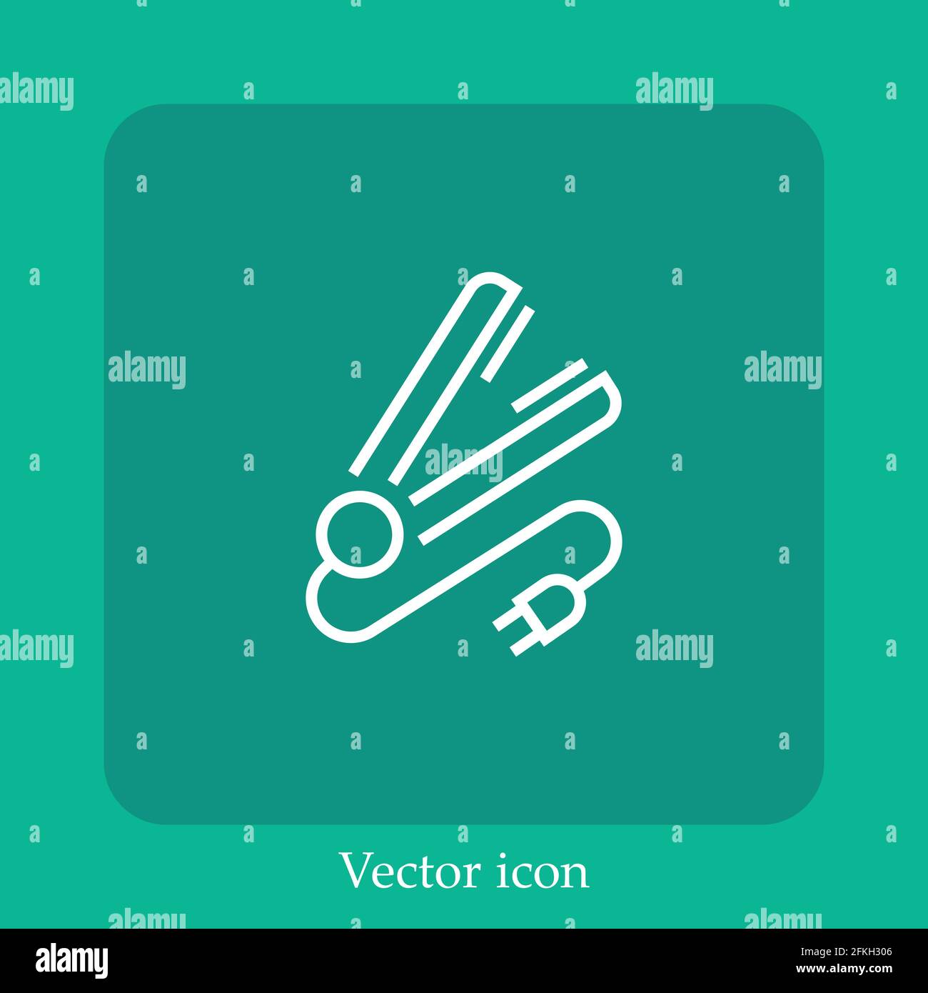 hair iron vector icon linear icon.Line with Editable stroke Stock ...