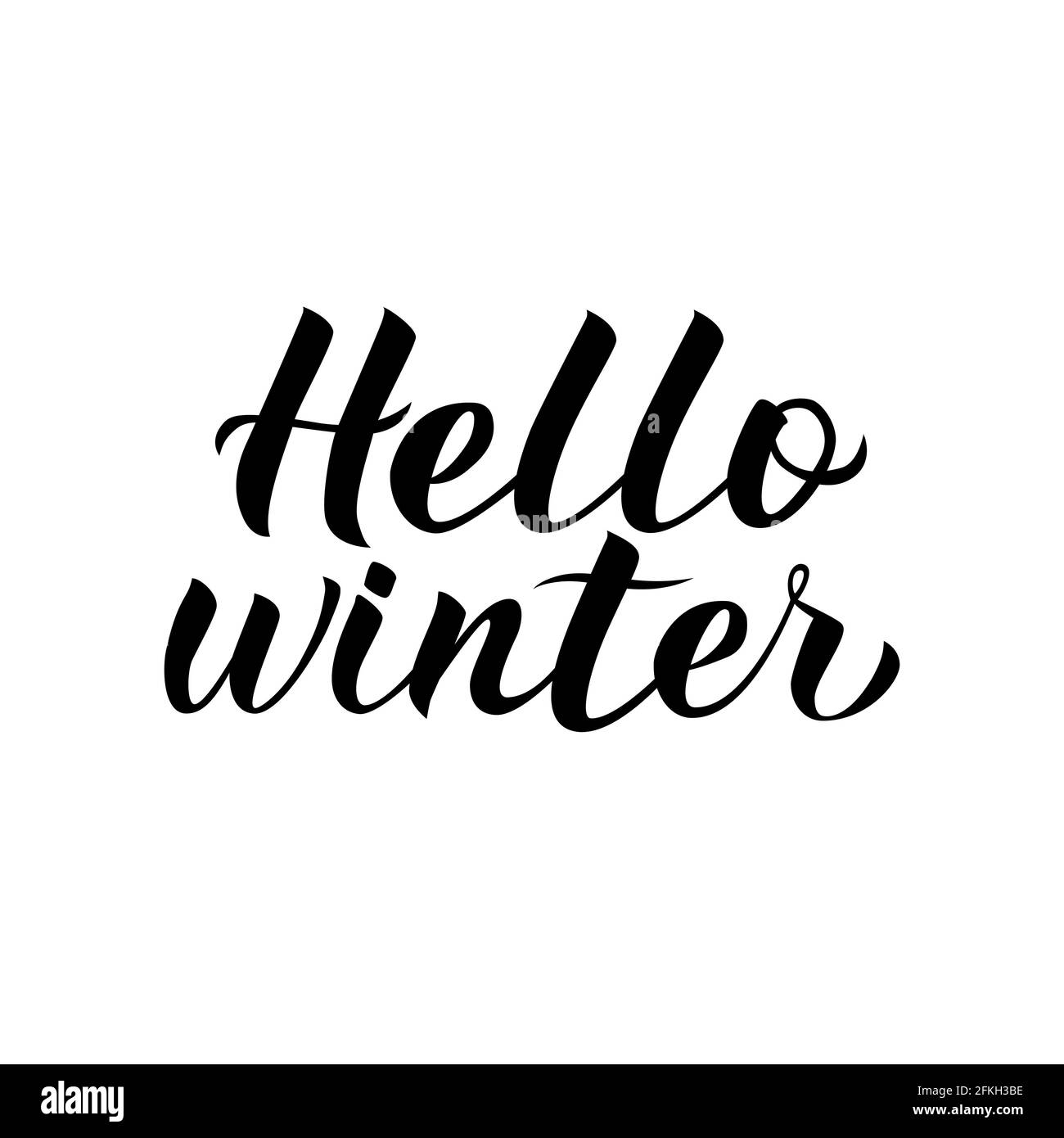 Hello Winter calligraphy lettering isolated on white. Quote hand ...