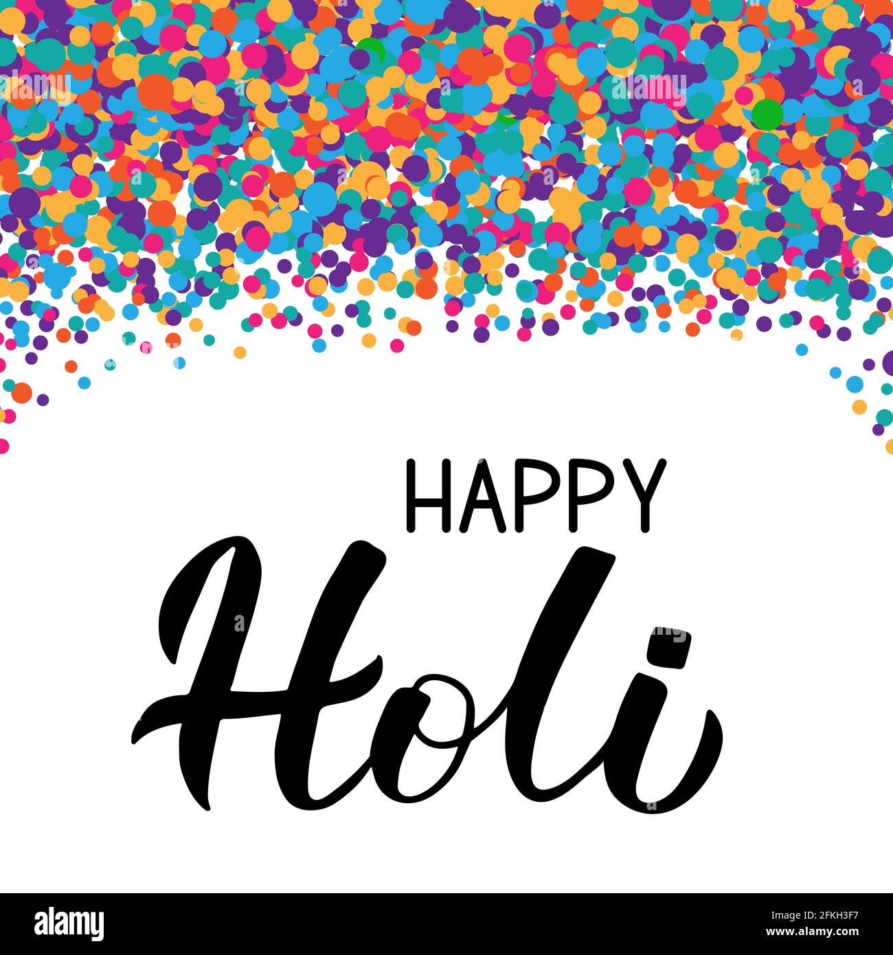 Happy Holi calligraphy hand lettering with colorful dots confetti ...