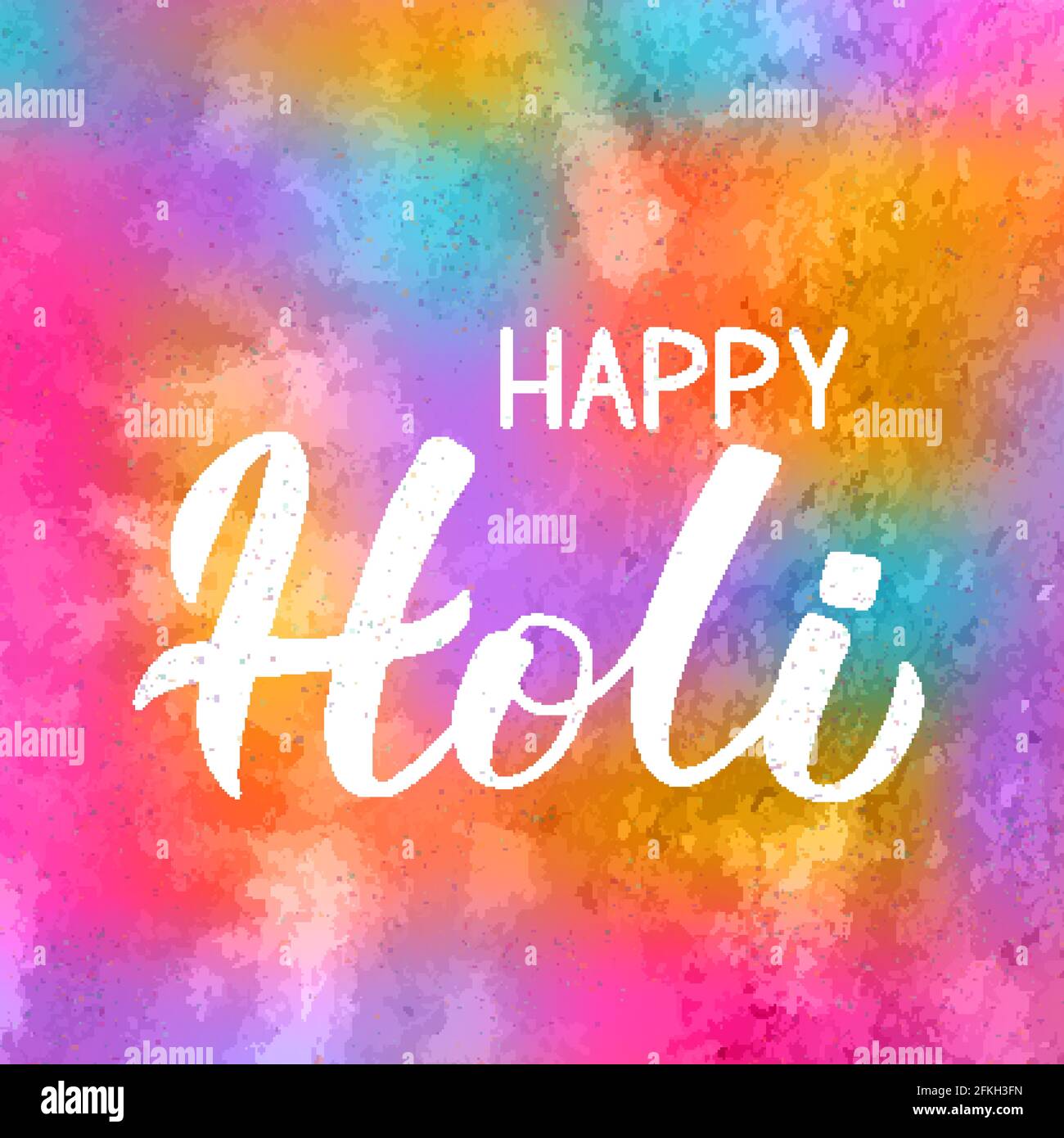 Holi calligraphy hand lettering on colorful watercolor background ...