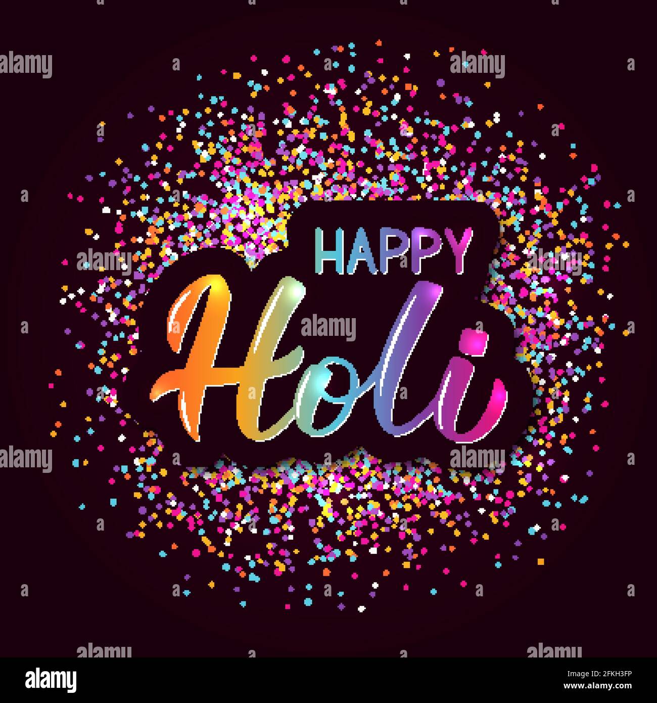 Holi calligraphy hand lettering with colorful confetti. Indian ...