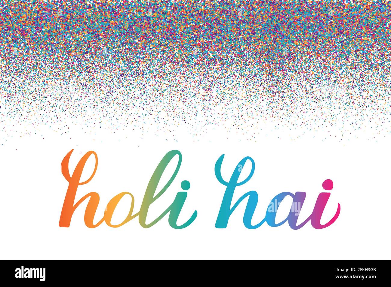 Holi hai calligraphy hand lettering with colorful dots confetti ...