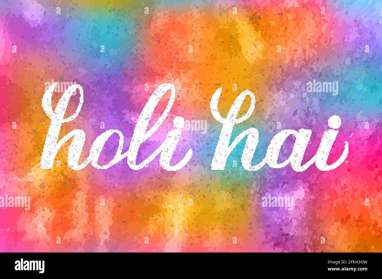 Holi hai calligraphy hand lettering on colorful watercolor background ...