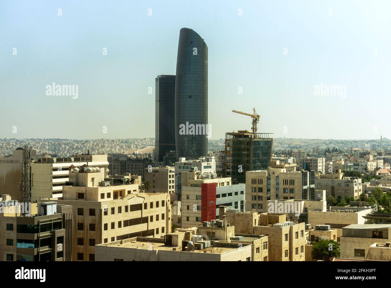 The view of skyscraper Rotana Hotel, the tallest building in Amman ...