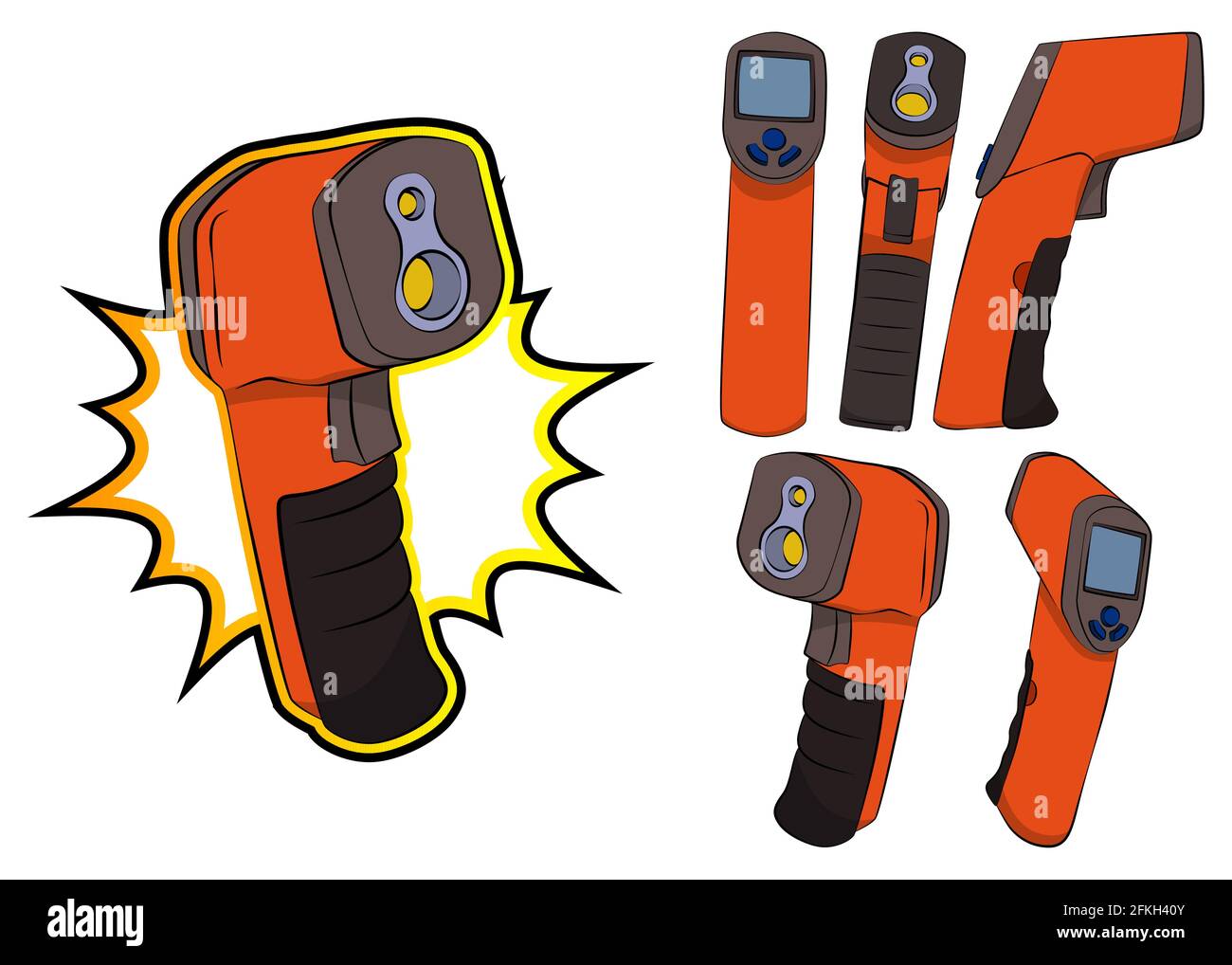 Collection of a handheld non-contact digital infrared thermometer gun ...