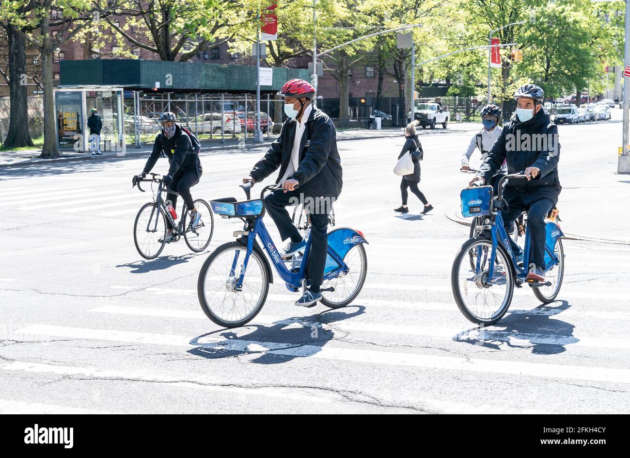 New York, NY - May 1, 2021: Mayoral candidate Eric Adams rides bike and ...