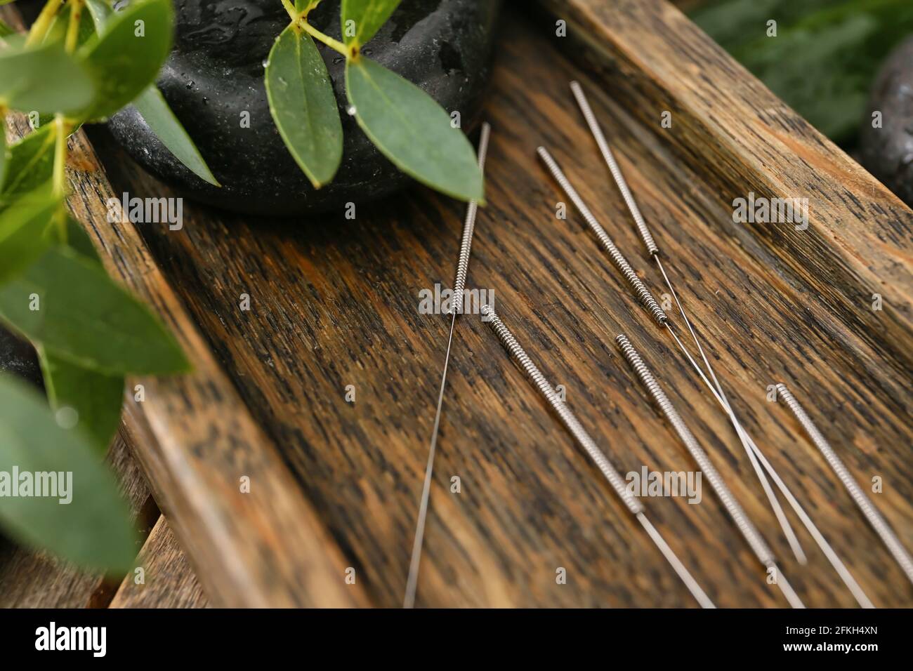 Stand with acupuncture needles, closeup Stock Photo - Alamy
