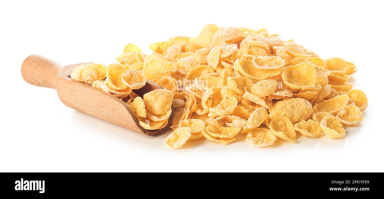 Tasty cornflakes on white background Stock Photo - Alamy