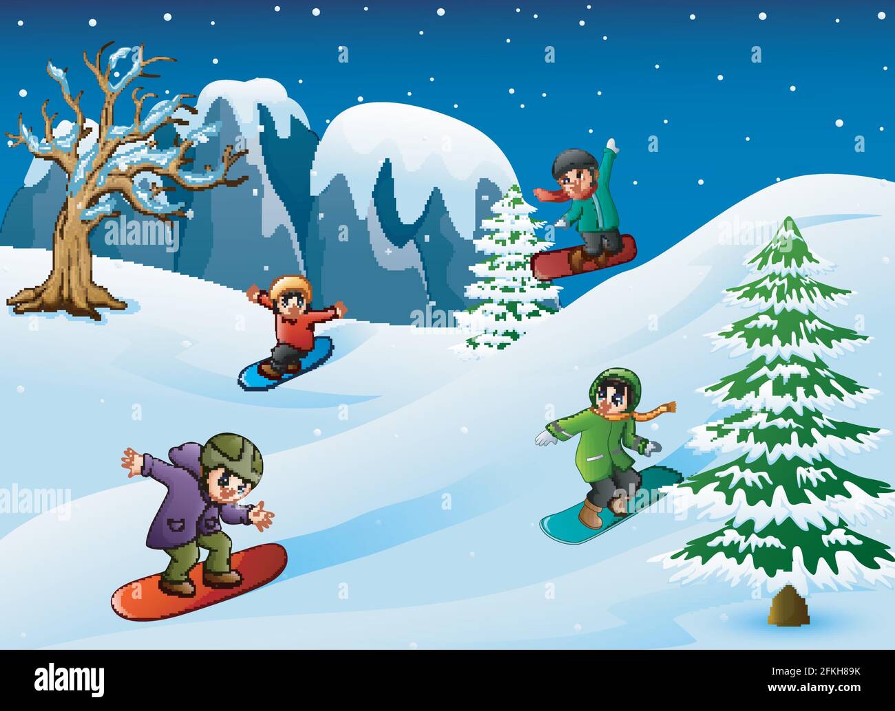 Animated Snowboarding Clipart