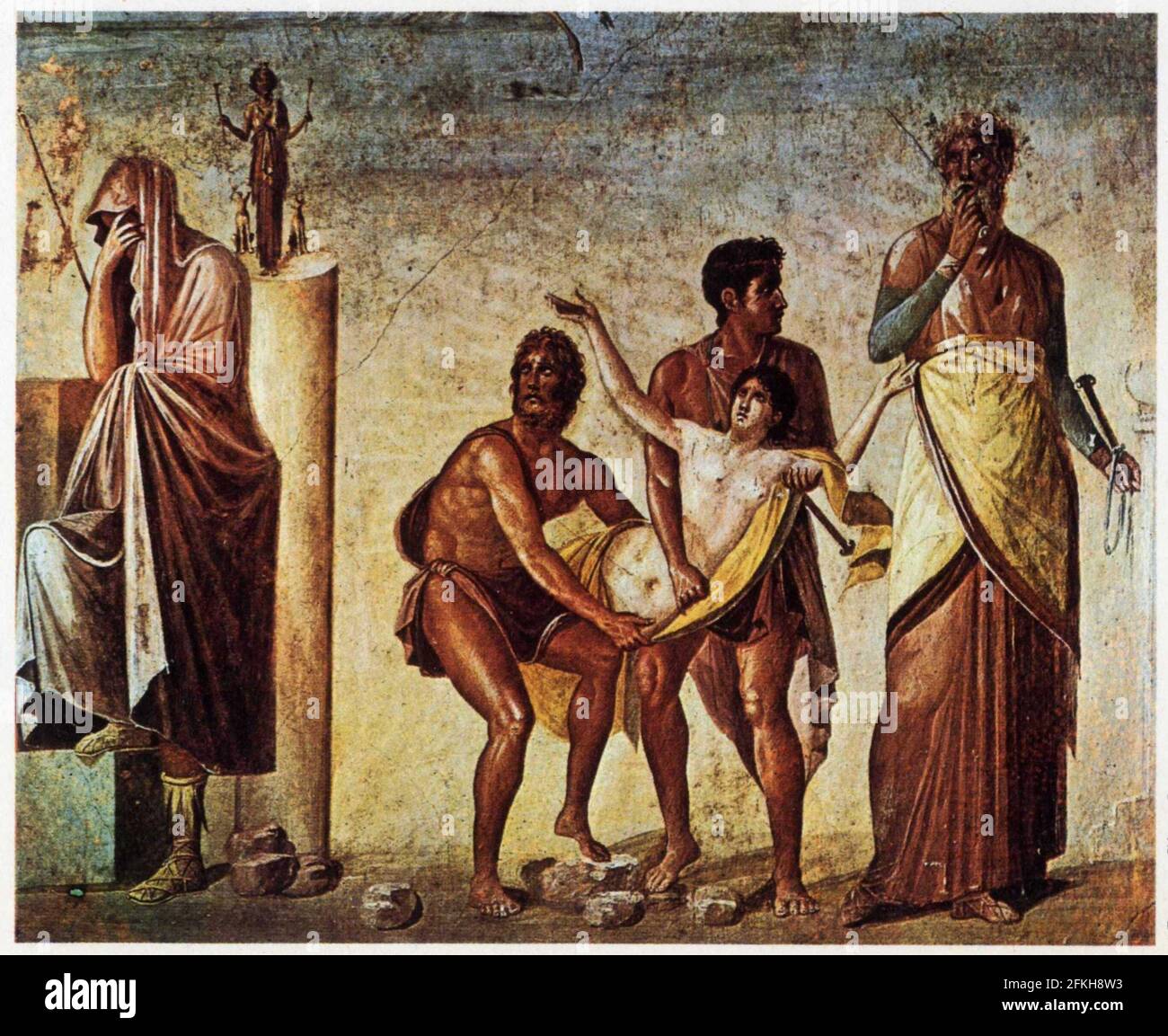 Le sacrifice de'Iphigénie. Fresque de Pompéi. Musée de Naples Stock ...