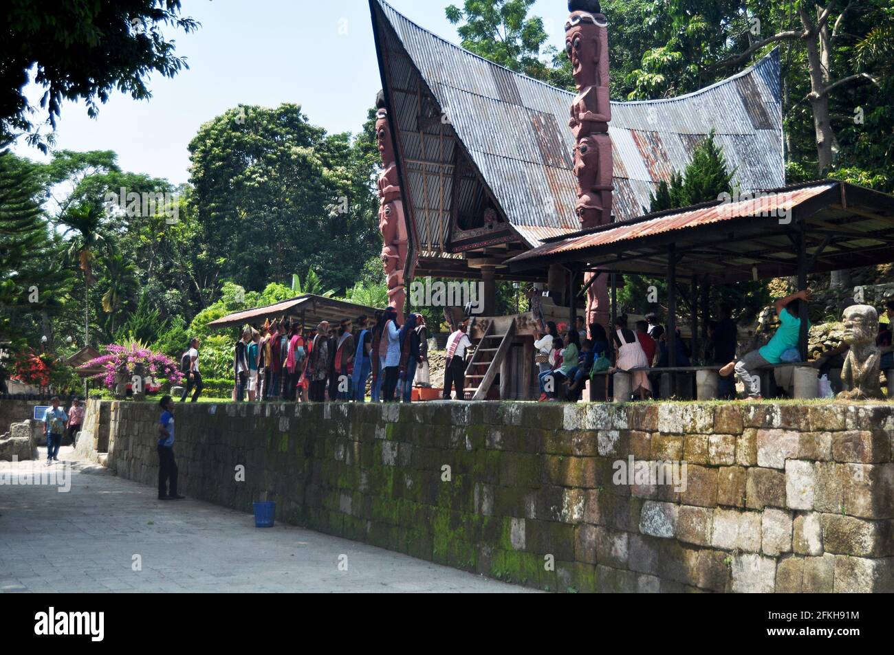Indonesian Shaman dancing praying for blessings from gods and travelers ...