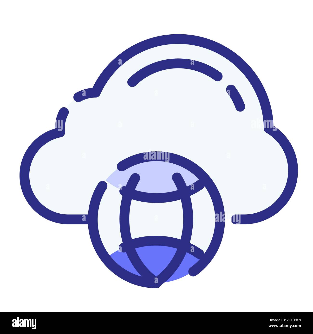 cloud connection internet technology single isolated icon with dash or ...