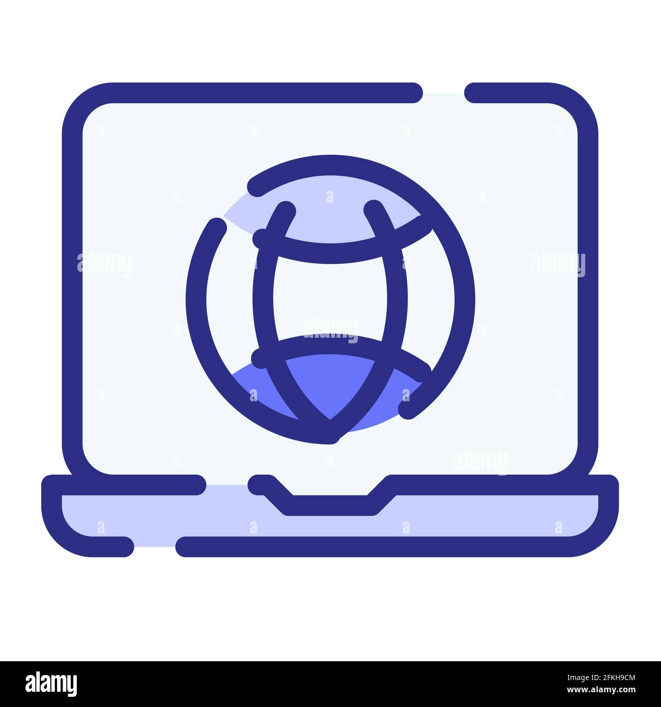 browsing laptop internet web single isolated icon with dash or dashed line style vector ...