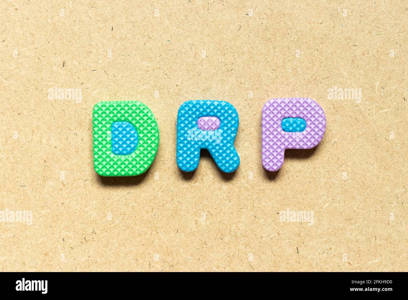Foam alphabet letter in word DRP (Abbreviation of Disaster recovery ...