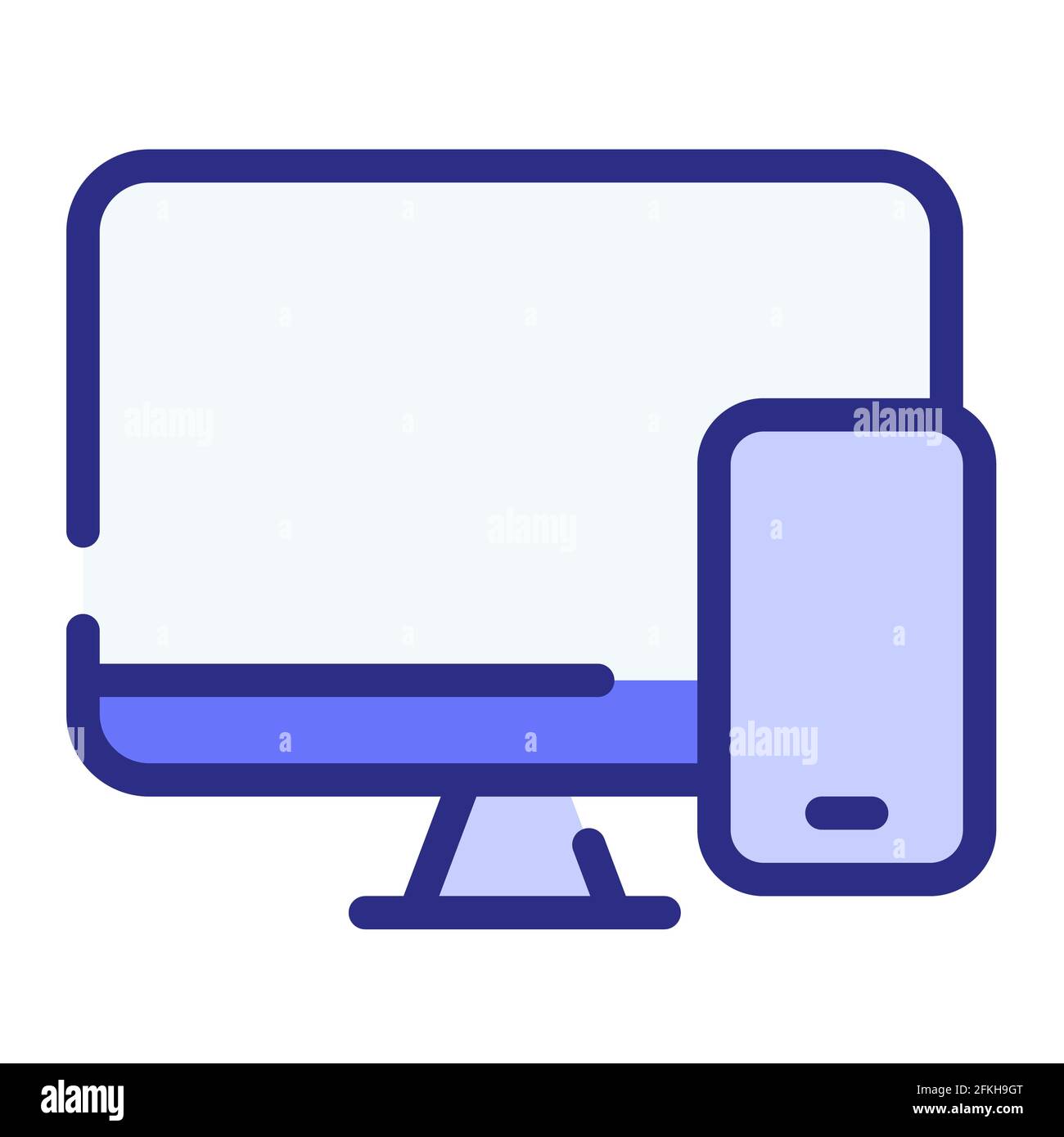responsive adaptive mobile desktop single isolated icon with dash or ...