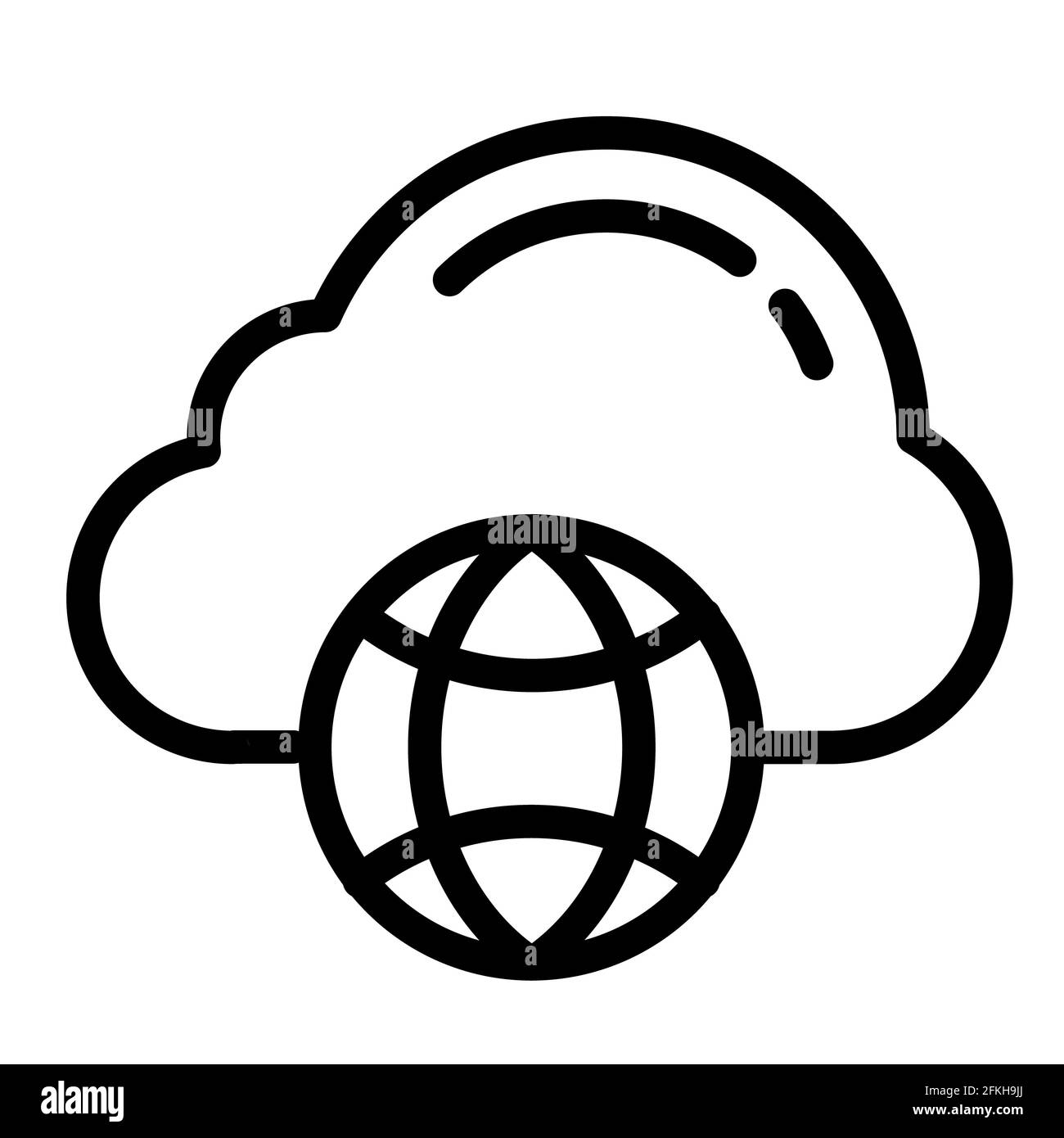 cloud connection internet technology single isolated icon with outline ...