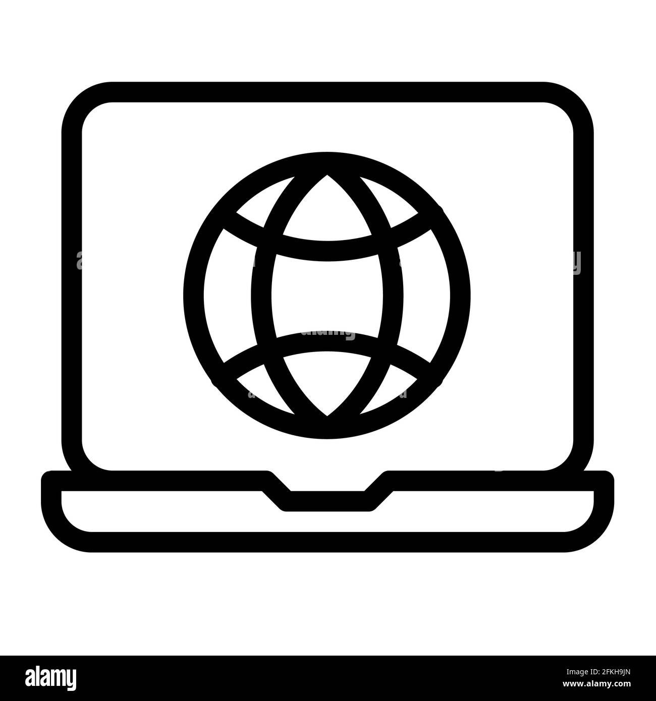 browsing laptop internet web single isolated icon with outline style vector design illustration ...