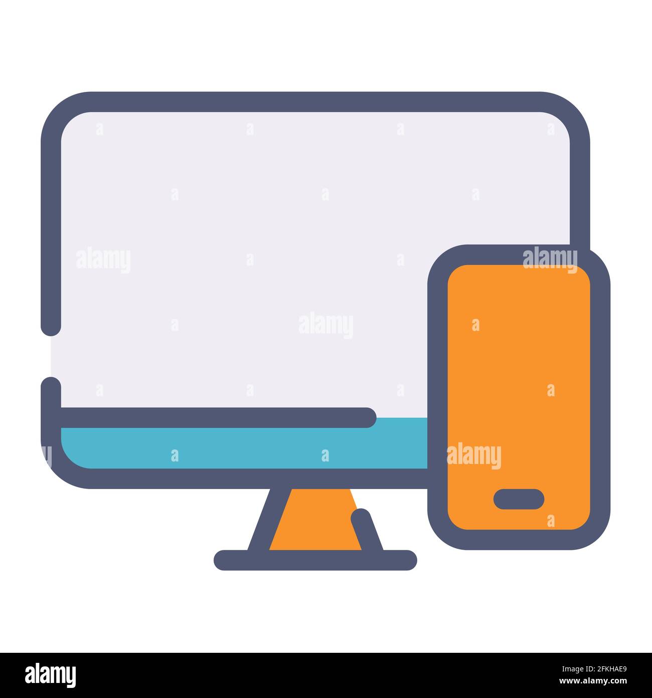 responsive adaptive mobile desktop single isolated icon with flat dash or dashed style vector ...