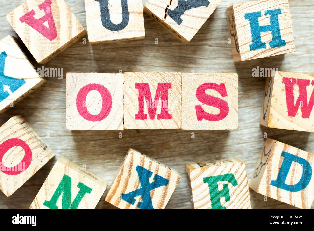 Alphabet letter block in word OMS (Abbreviation of Order management ...