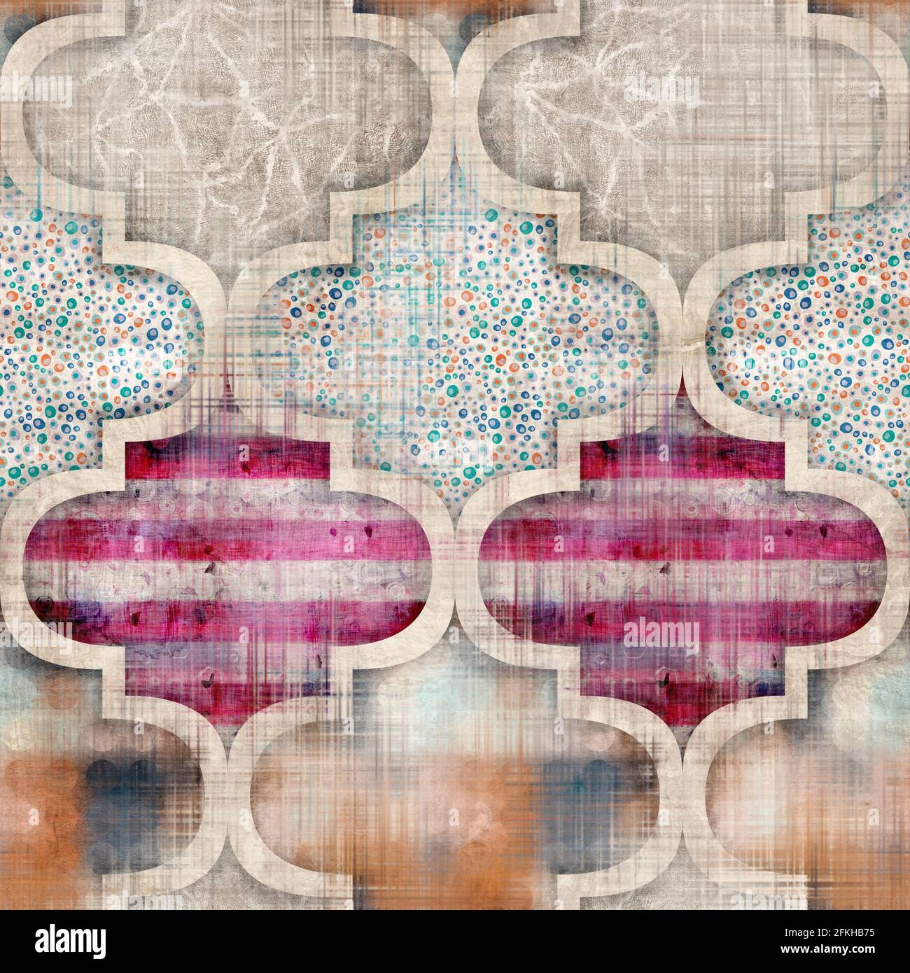 Seamless Moroccan inspired highly textured pattern for surface print ...