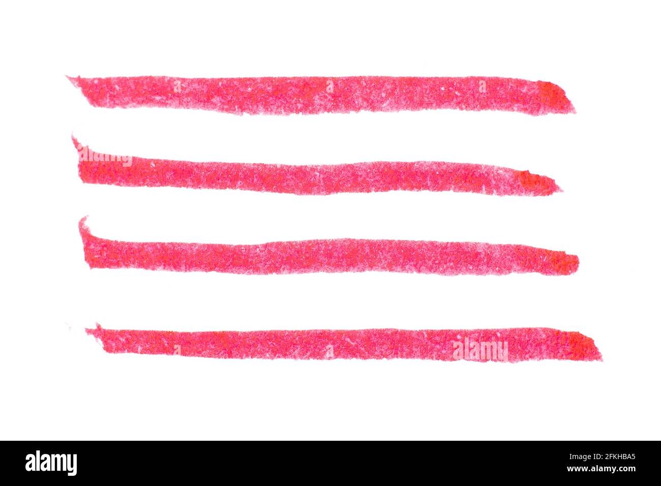 Red color watercolor handdrawing as square line brush on white paper ...