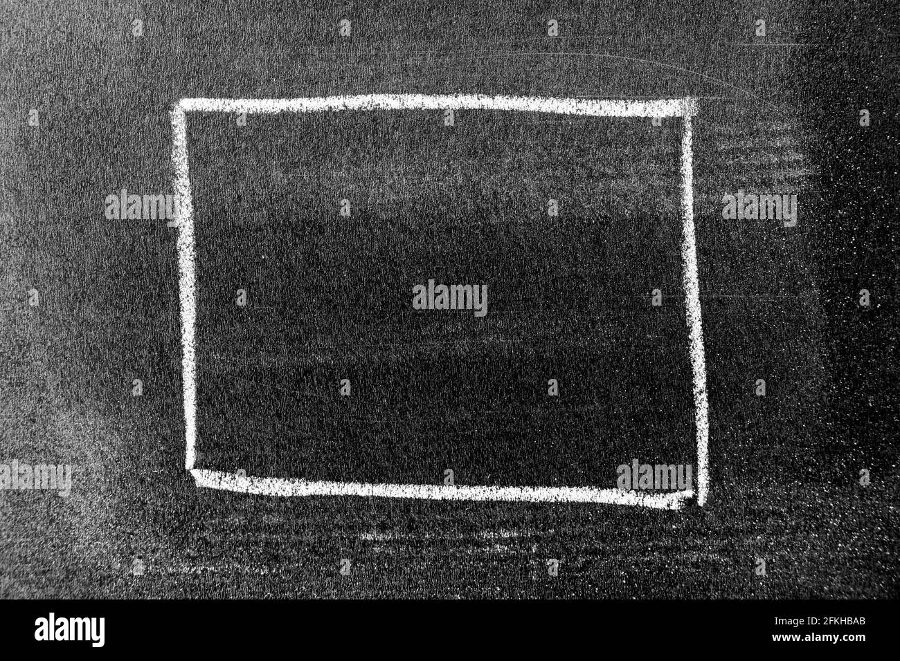 White chalk hand drawing in square or banner shape on black board ...