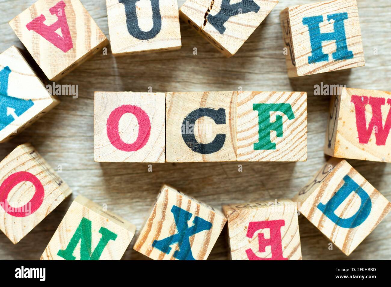 Alphabet letter block in word OCF (Abbreviation of Operating cash flow ...