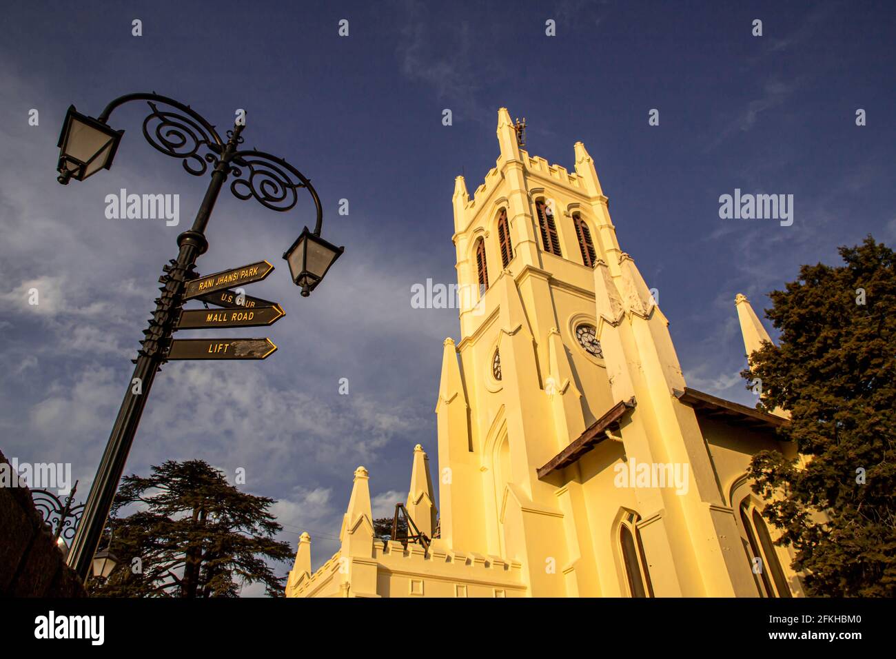beautiful view of christ church in shimla.it is the second oldest ...