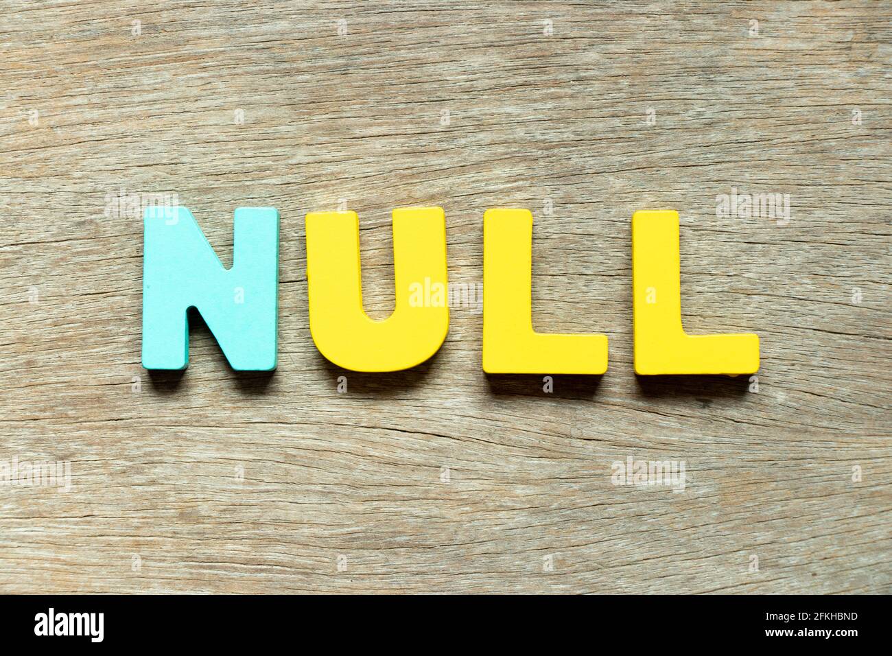 Color alphabet letter in word null on wood background Stock Photo - Alamy