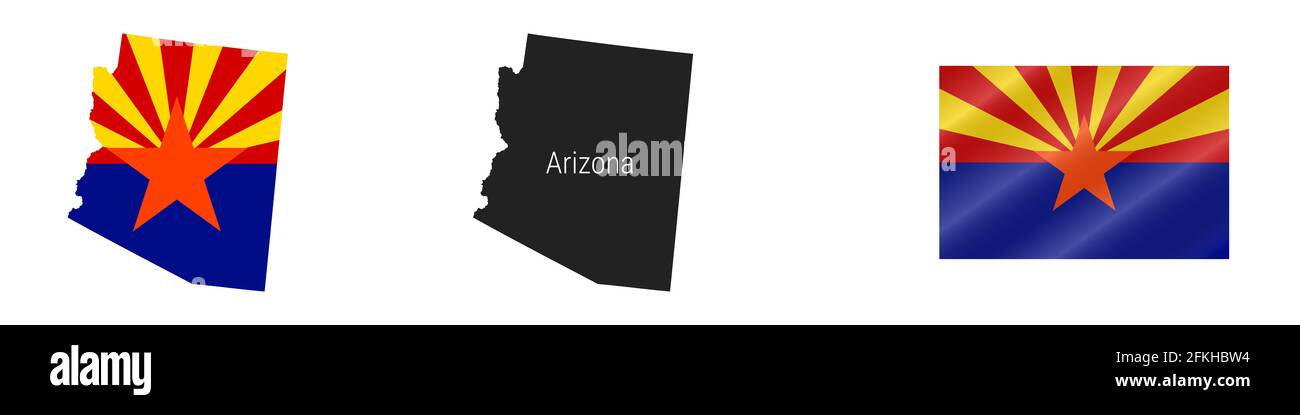 Arizona Us State Map With Masked Flag Detailed Silhouette Waving Flag