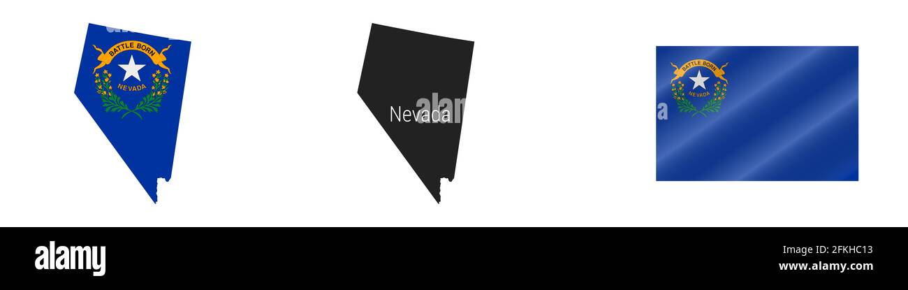 Nevada Us State Map With Masked Flag Detailed Silhouette Waving Flag