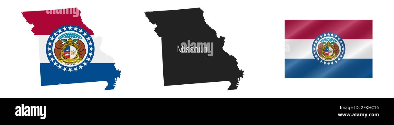 Missouri Us State Map With Masked Flag Detailed Silhouette Waving