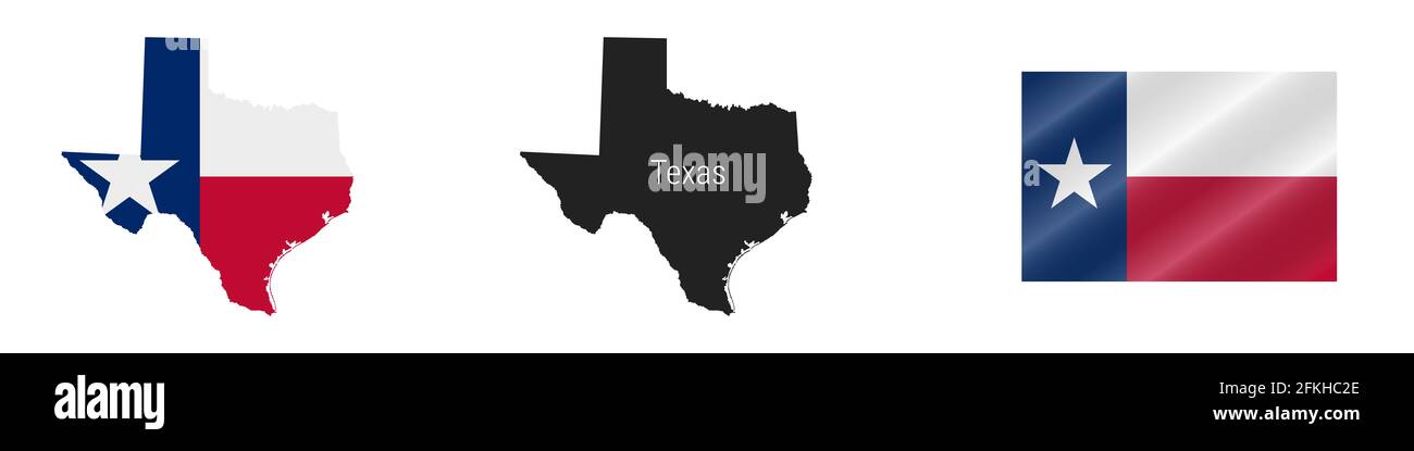 Texas US state map with masked flag. Detailed silhouette. Waving flag ...