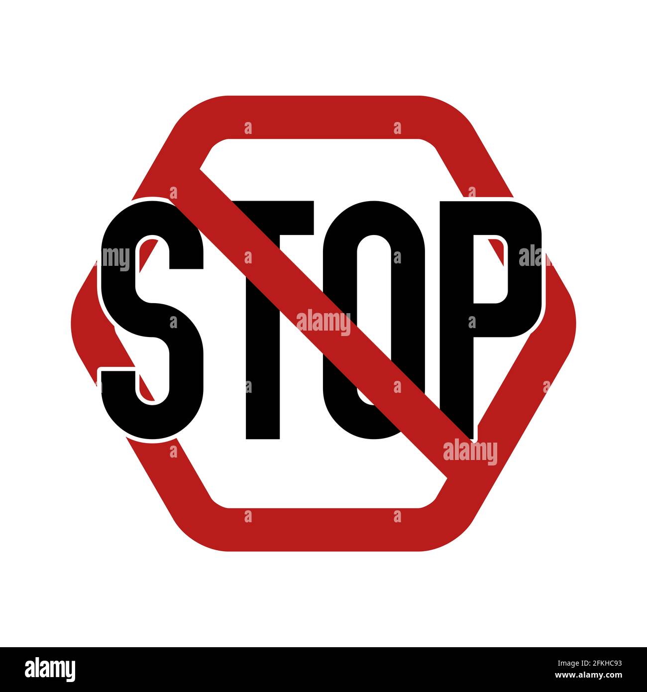 Stop word. Prohibition sign. Forbidden hexagonal sign. illustration ...
