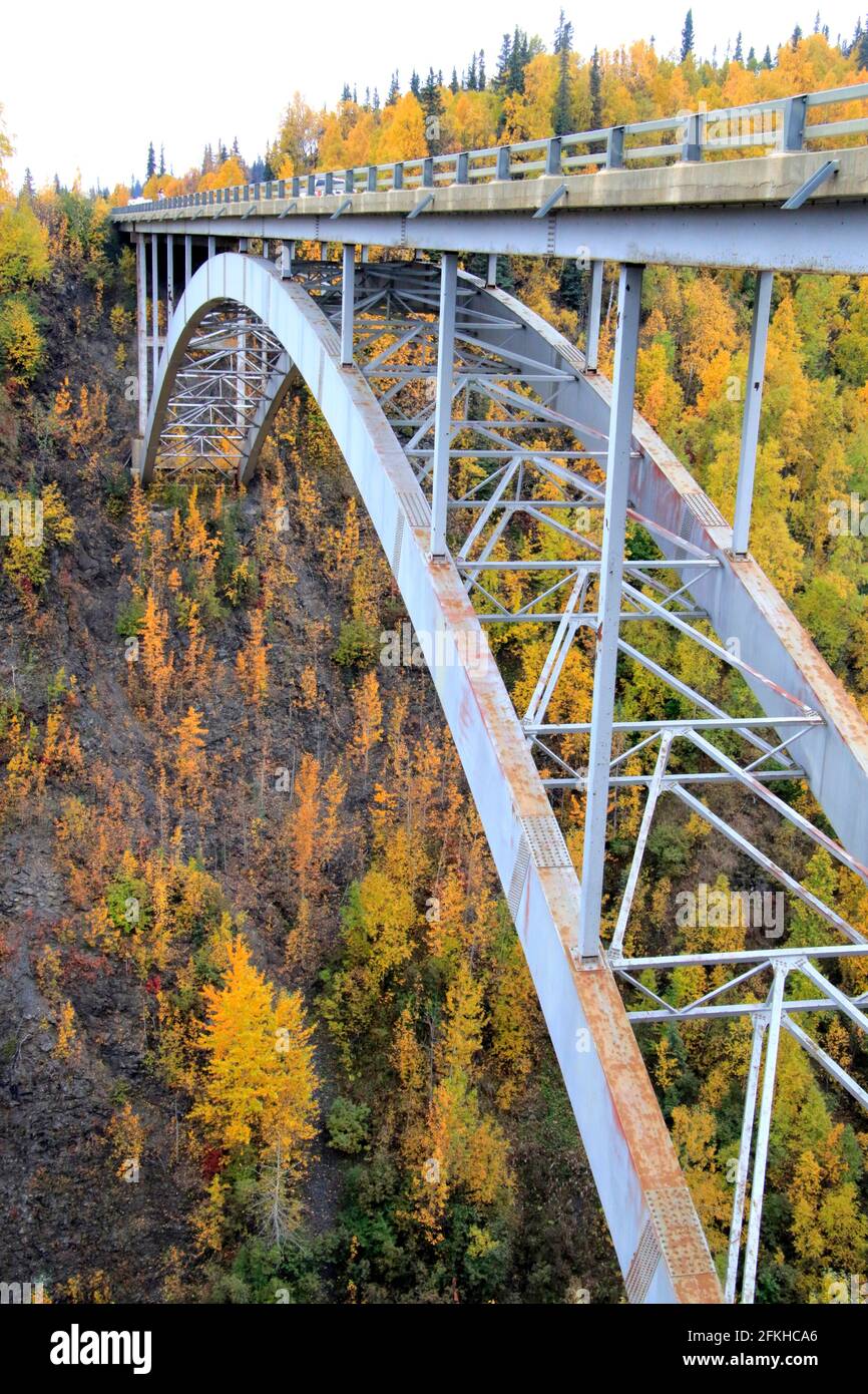The Hurricane Gulch Bridge in Alaska USA Stock Photo - Alamy