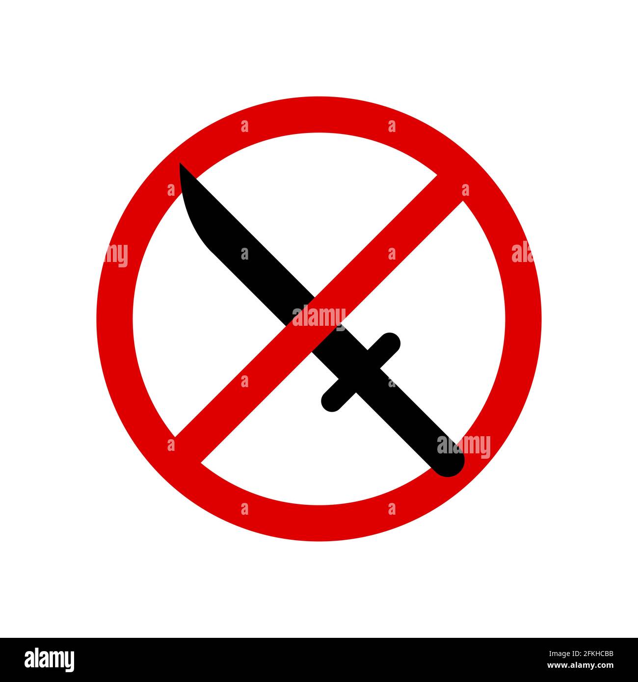 No knife weapon. Prohibition sign. Forbidden round sign. illustration ...