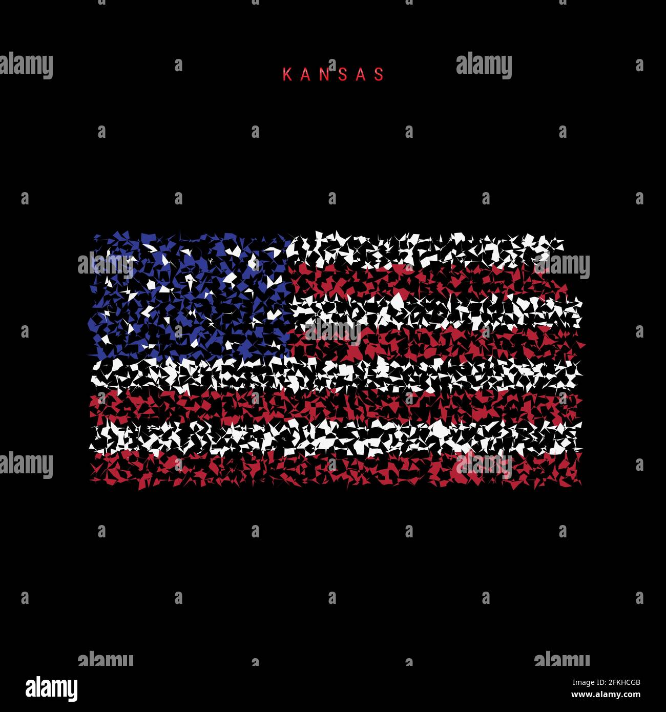 Kansas US state flag map, chaotic particles pattern in the colors of ...