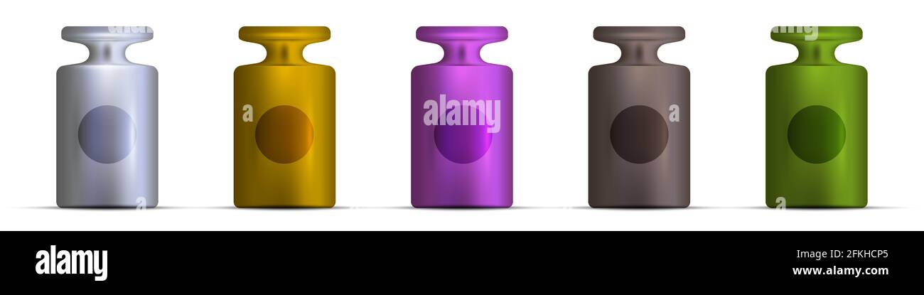 Balance scale calibration weights of different colors. 3D realistic ...