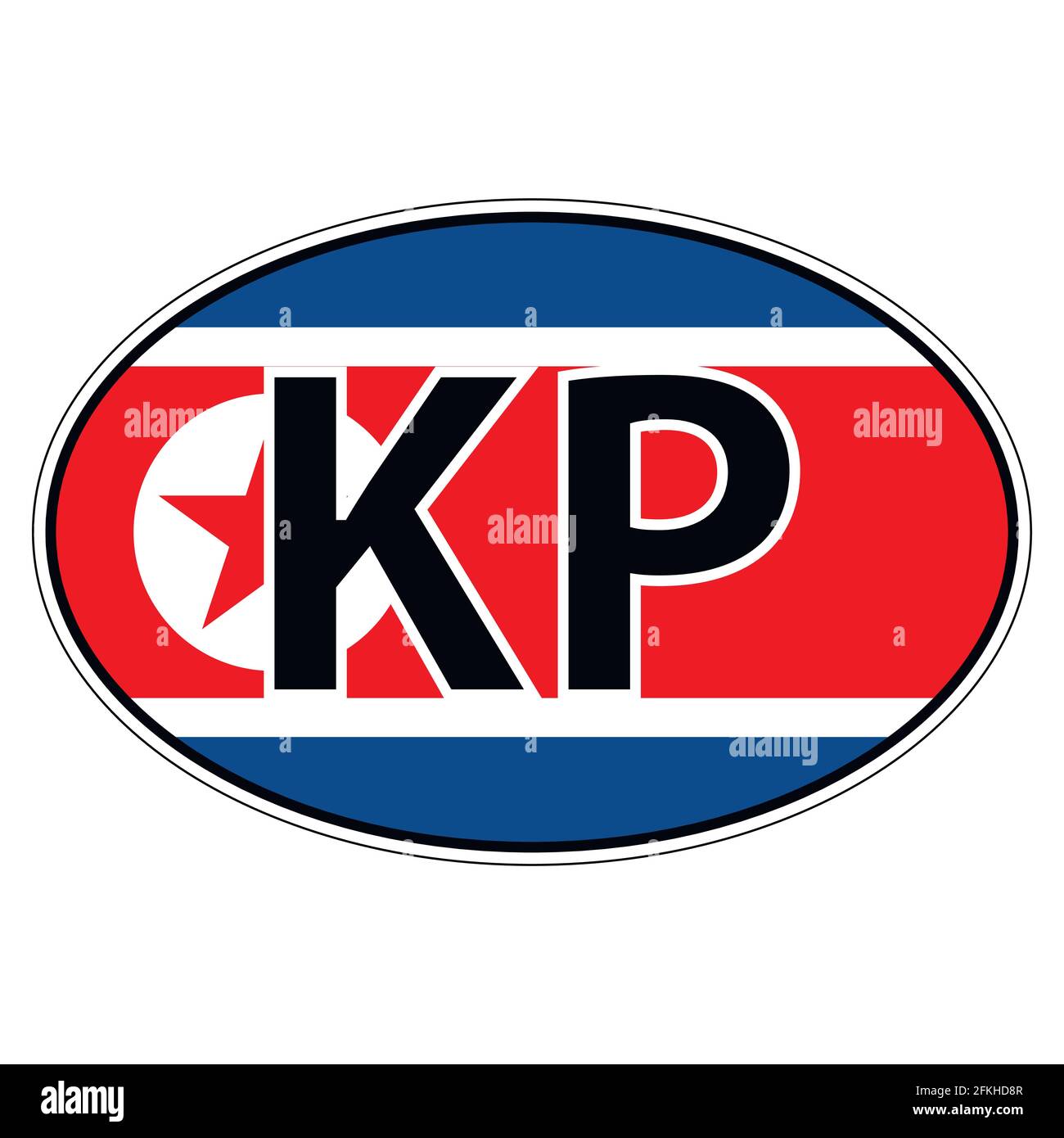 Sticker on car, flag North Korea, Korean Republic Stock Vector Image ...