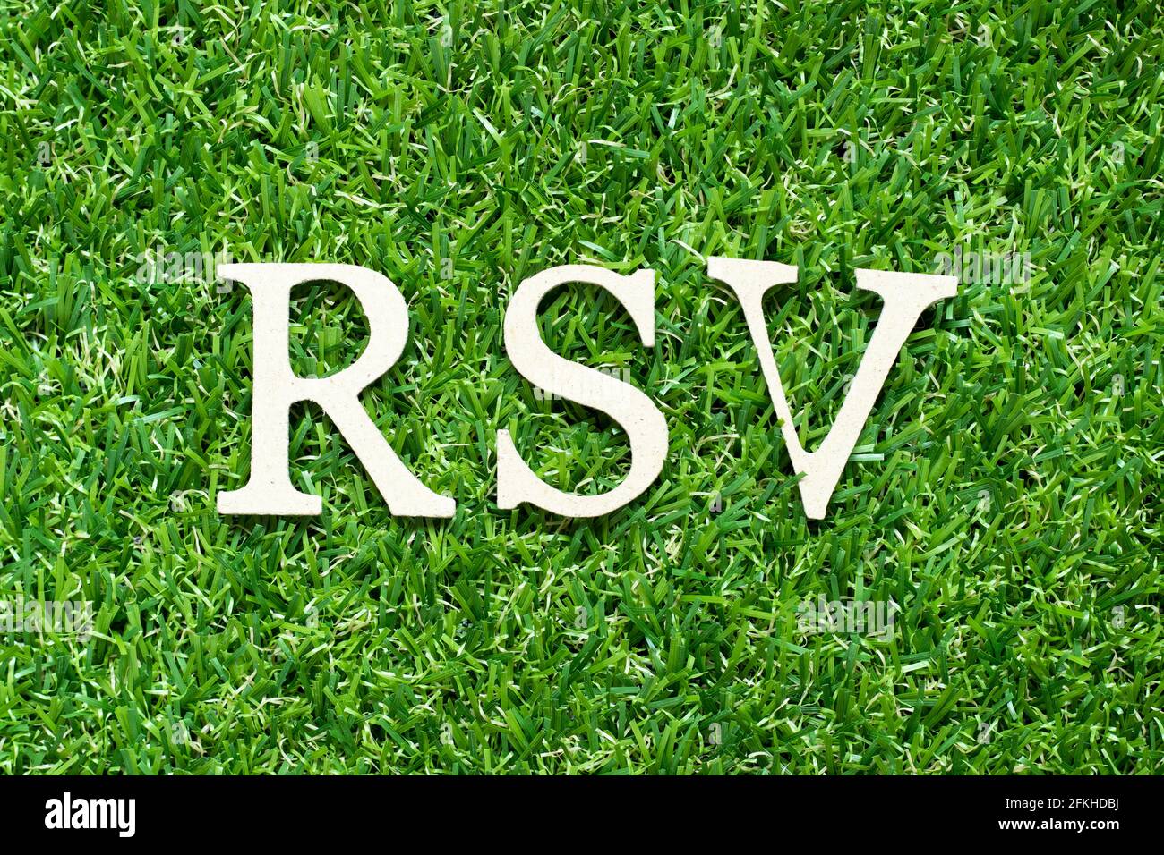 Alphabet letter in word RSV (Respiratory syncytial virus) on green ...