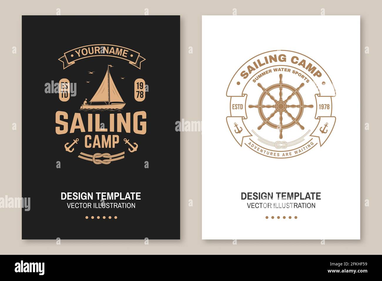 Set of summer sailing camp template. Vector illustration Flyer ...
